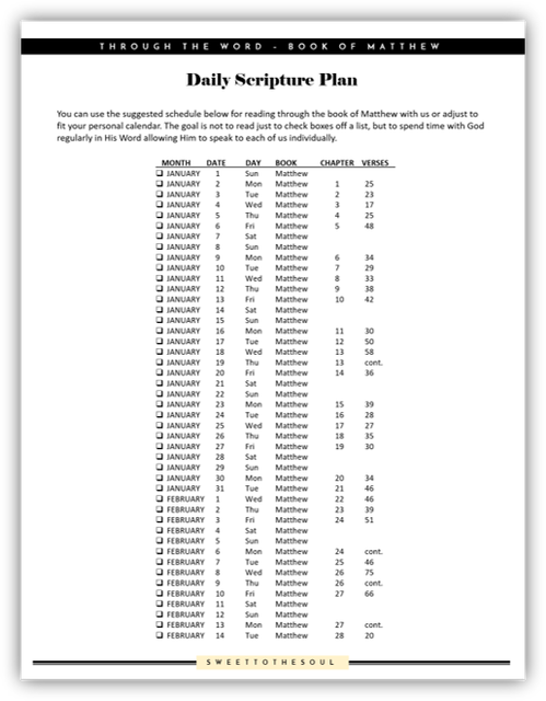 Sweet To The Soul Ministries - Scripture Reading Lists