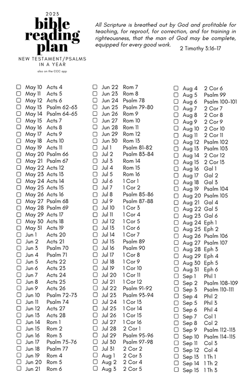 Christ-CC - Bible Reading Plan 2023