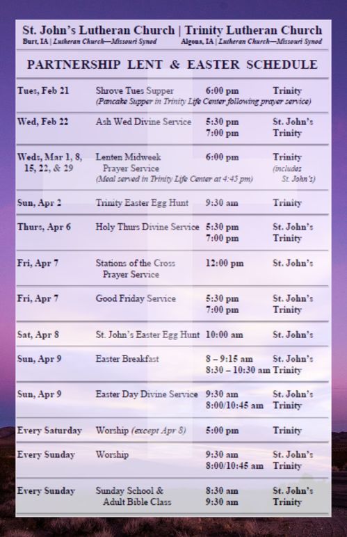 Trinity Lutheran Church -- Algona, Iowa - Events