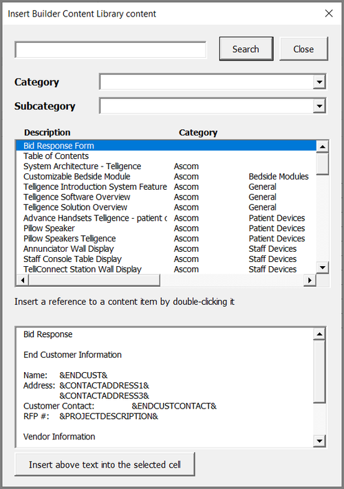 Content Library RFP Response Builder